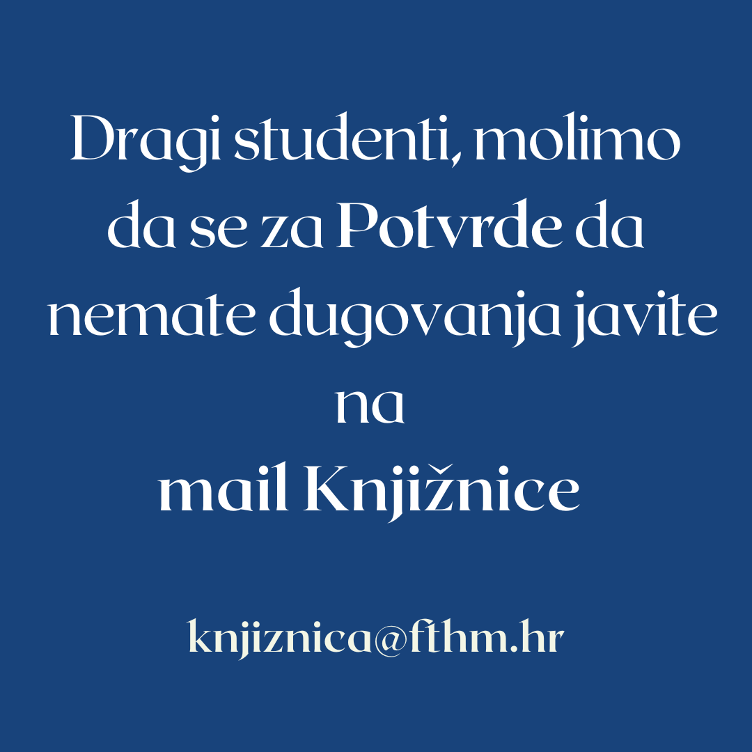 Potvrde o nedugovanju – Fakultet za menadžment u turizmu i ugostiteljstvu